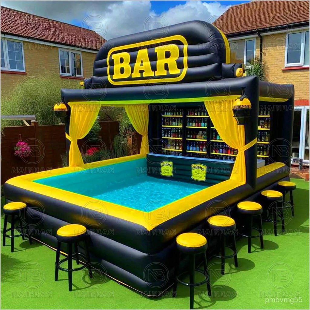 Inflatable Floating Pool Bar With Swimming Pool, Backyard Drinking Pub ...