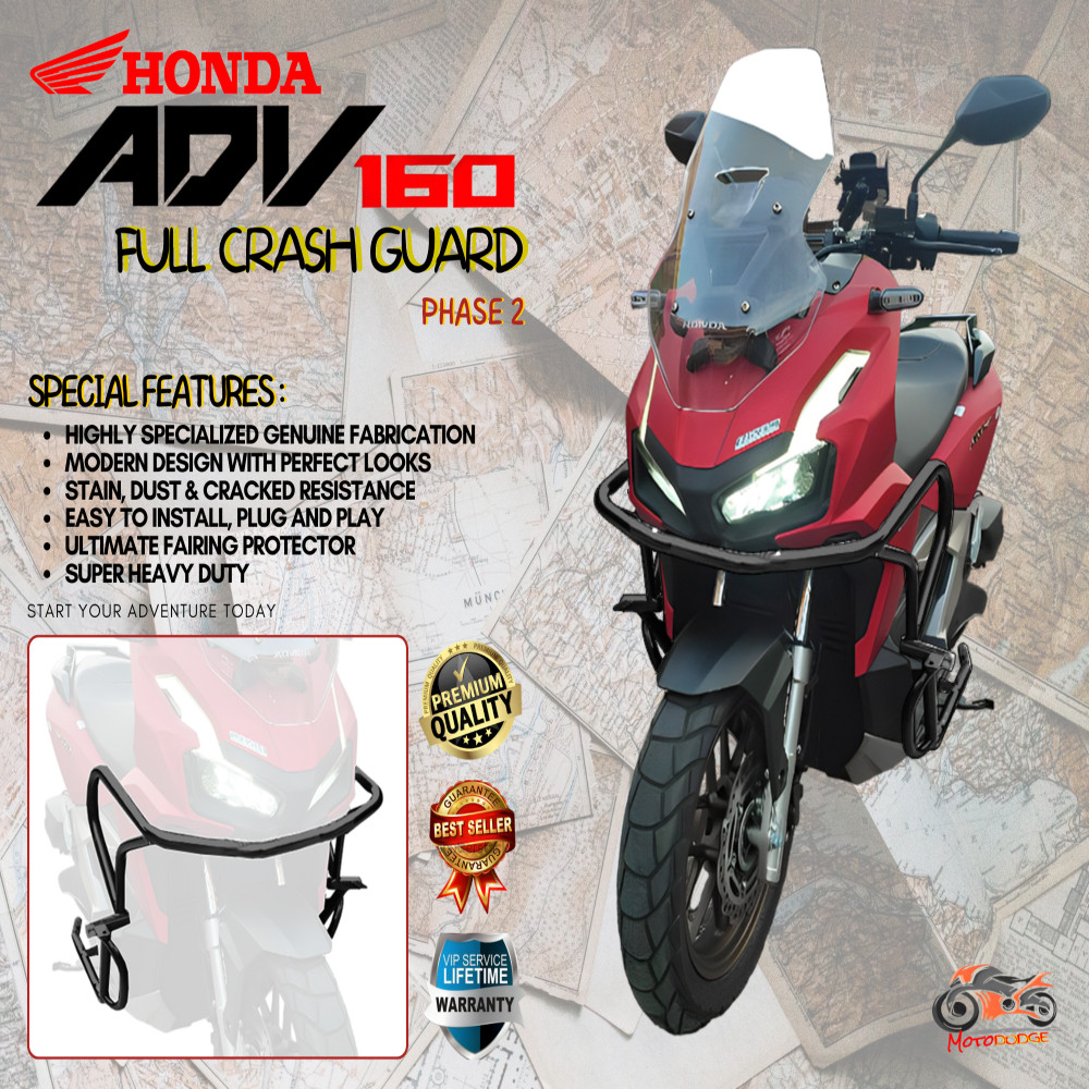 HONDA ADV 160 - HEAVY DUTY FULL CRASH GUARD ( POWDER COAT ) - PHASE 2 | Shopee Philippines