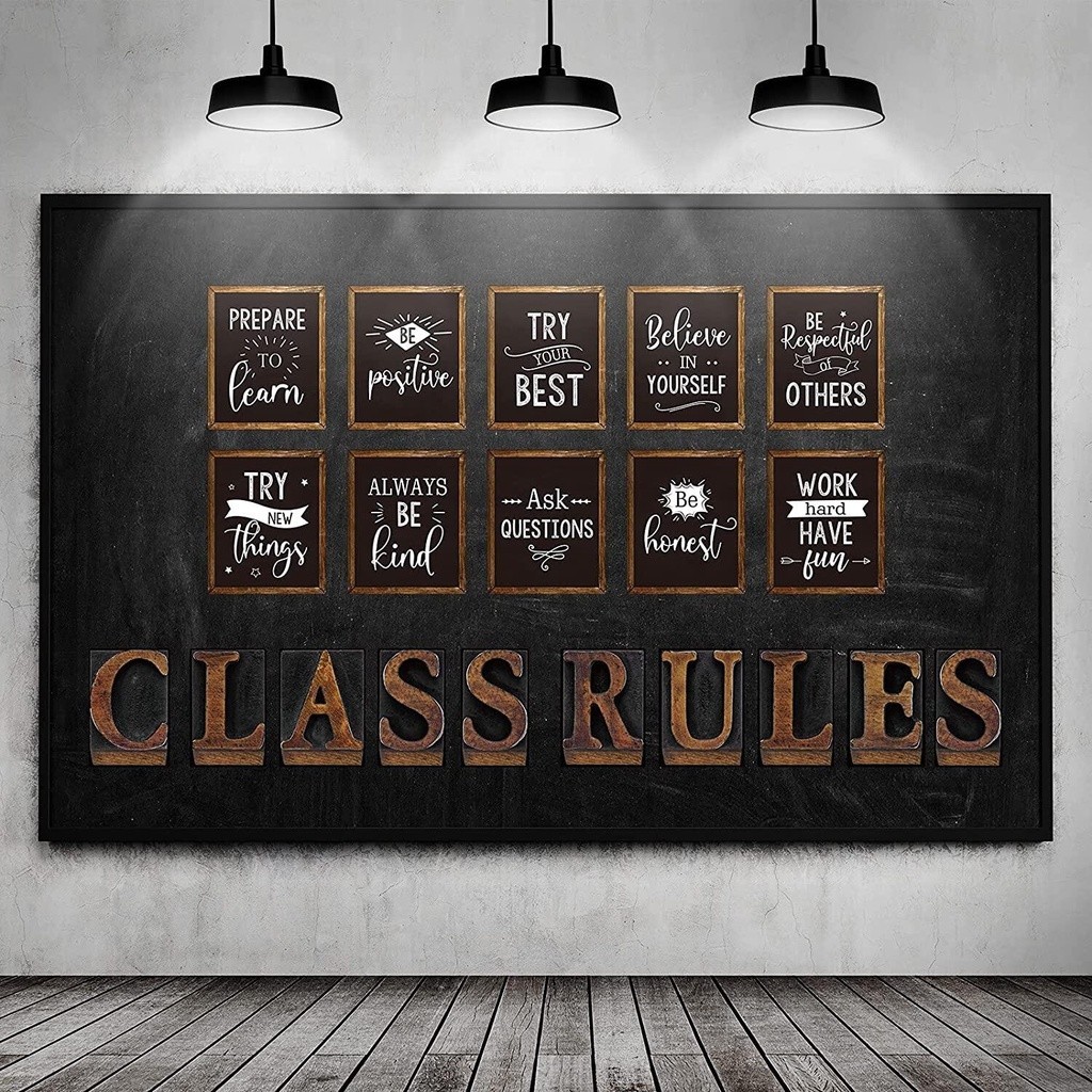 Pieces Classroom Bulletin Board Posters Class Rules Letter Motivational ...
