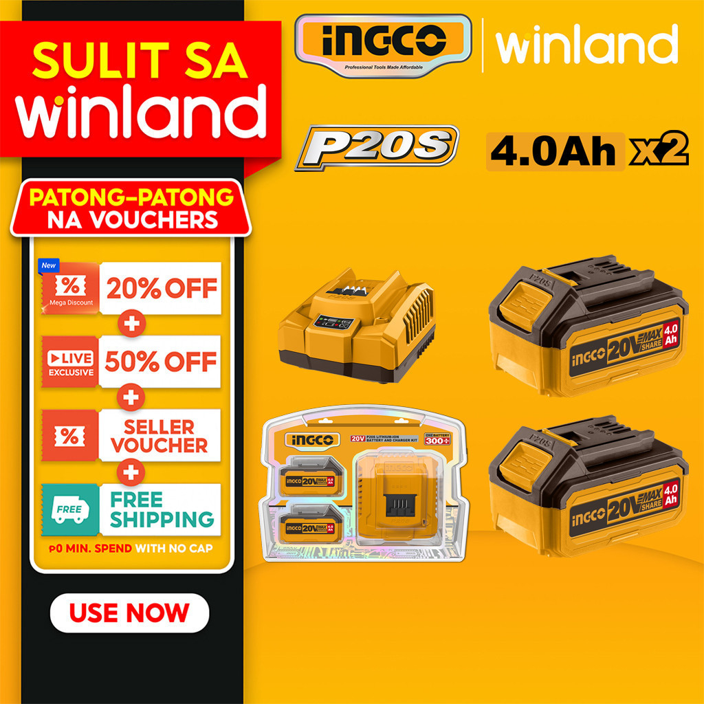 Ingco by Winland P20S Lithium-Ion Battery and Charger Kit 20V FBCPK1424 ...