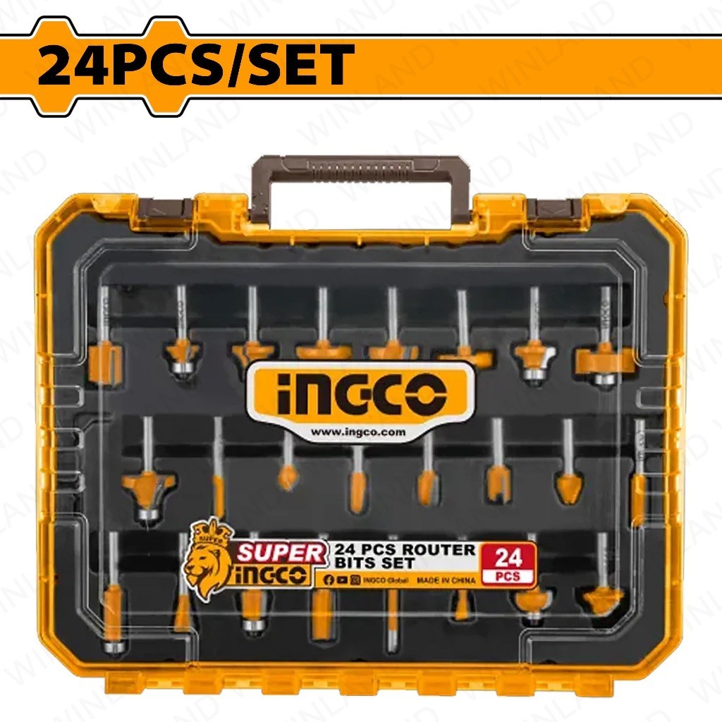 Ingco by Winland 24PCS/SET 1/2inches-1/4inches Router Bits Set Shank ...