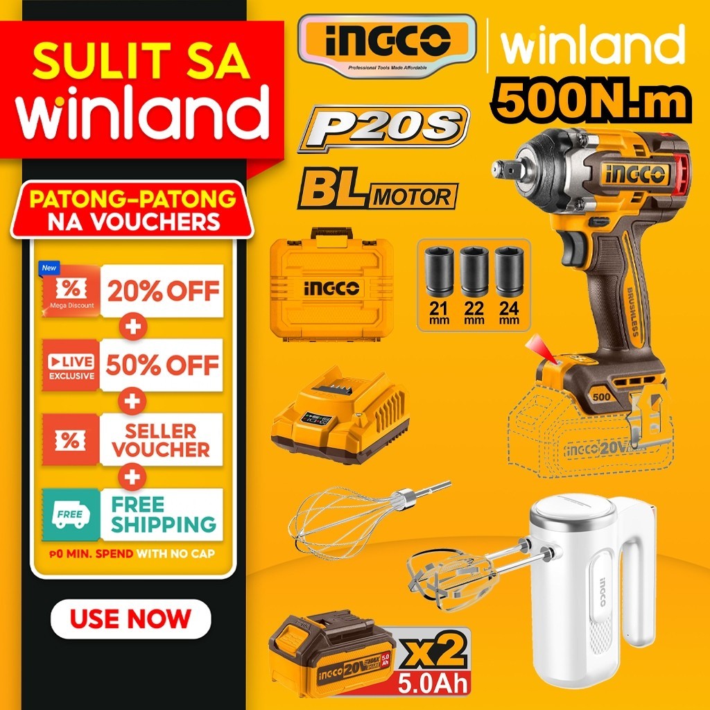 Ingco by Winland P20S/20V 2PCS Combo Kit with Lithium-Ion Cordless ...