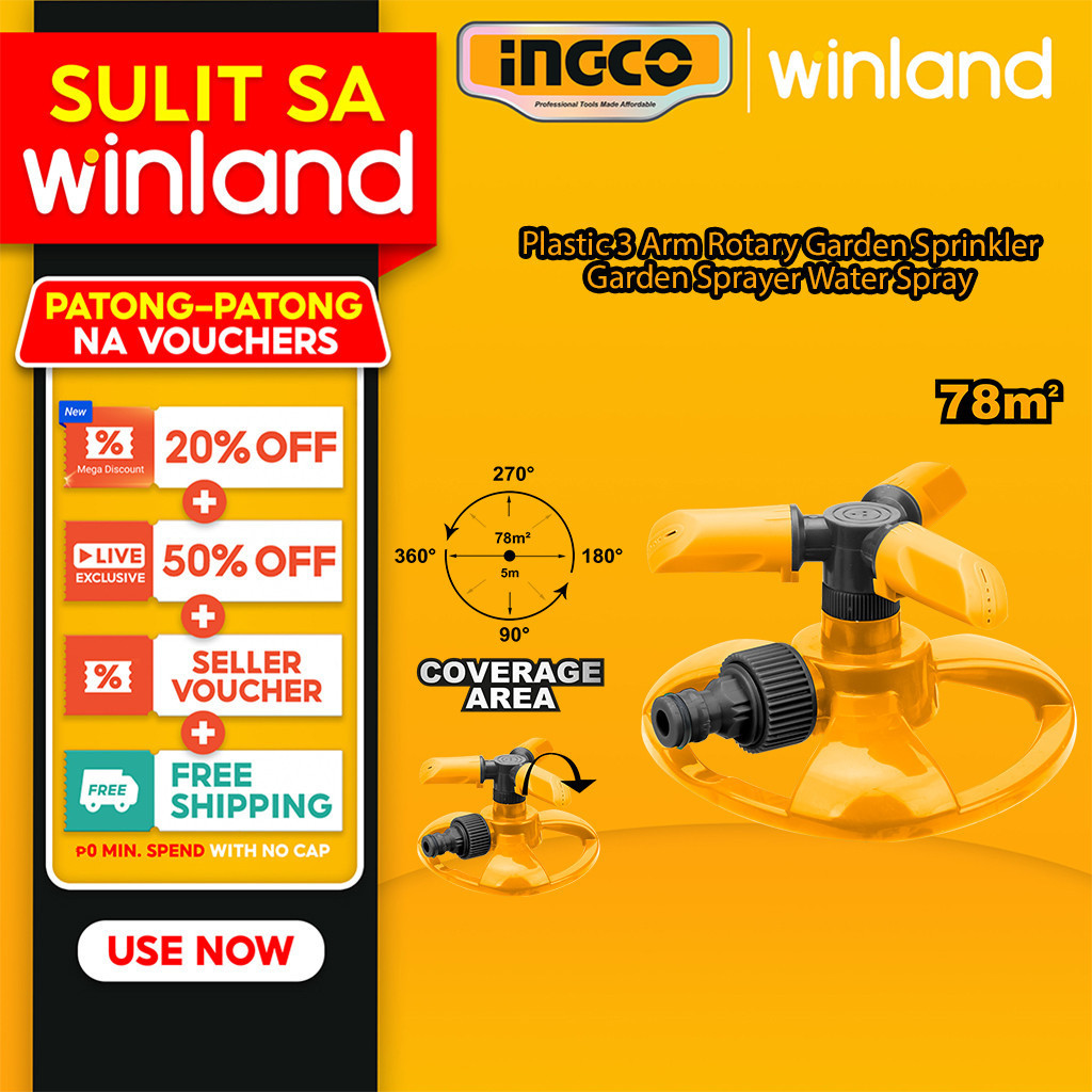 Ingco by Winland Plastic 3 Arm Rotary Garden Sprinkler Garden Sprayer ...