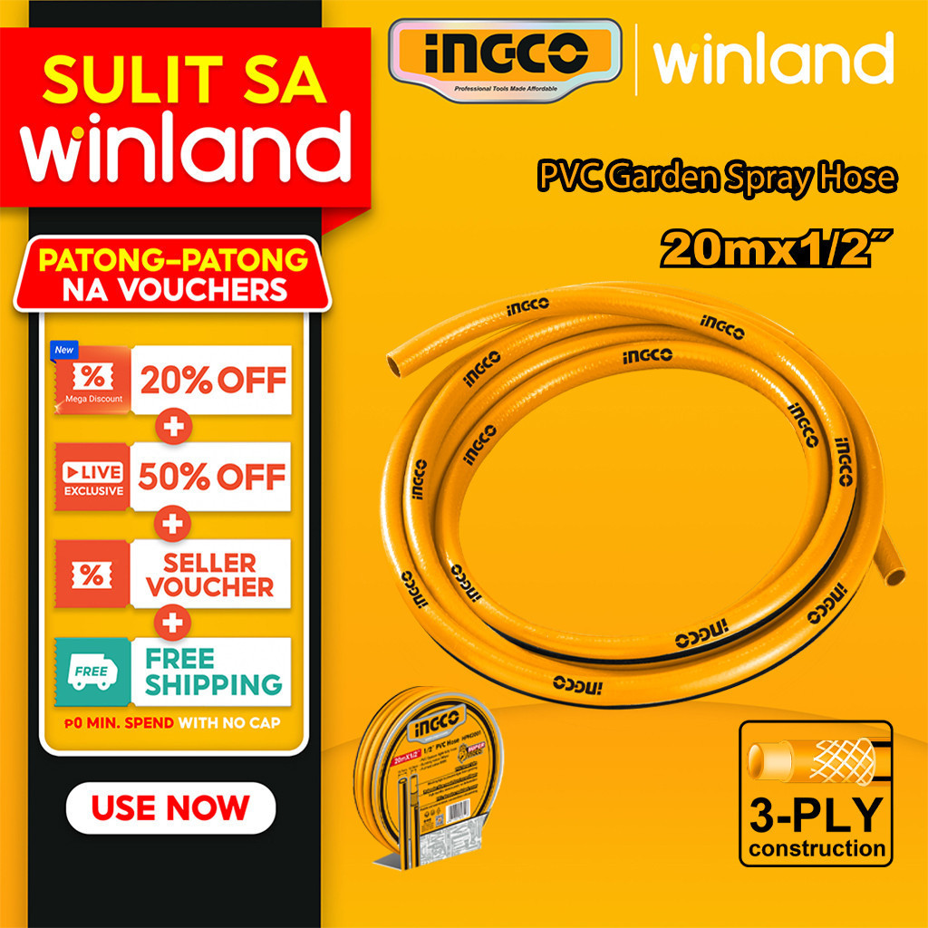 Ingco by Winland 1/2" PVC Garden Spray Hose 20M HPH2001 ING-SS | Shopee ...