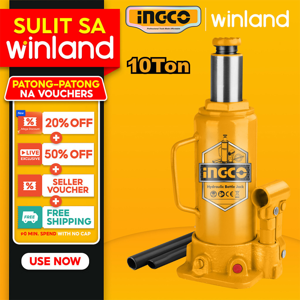 Ingco by Winland Hydraulic Bottle Jack 10 Tons HBJ1002 ING-HT | Shopee ...