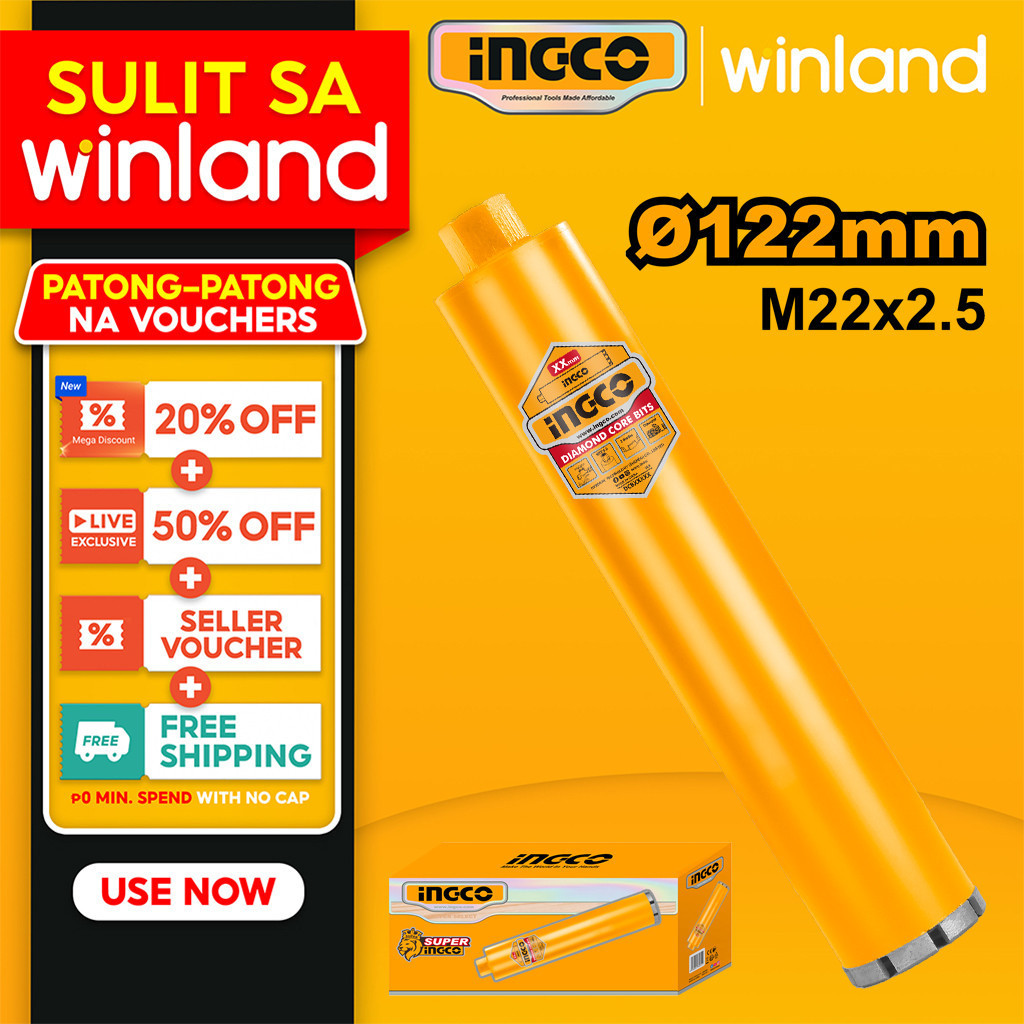 Ingco by Winland Industrial M22 x 2.5 Diamond Core Bit 122mm DCB581228 ...