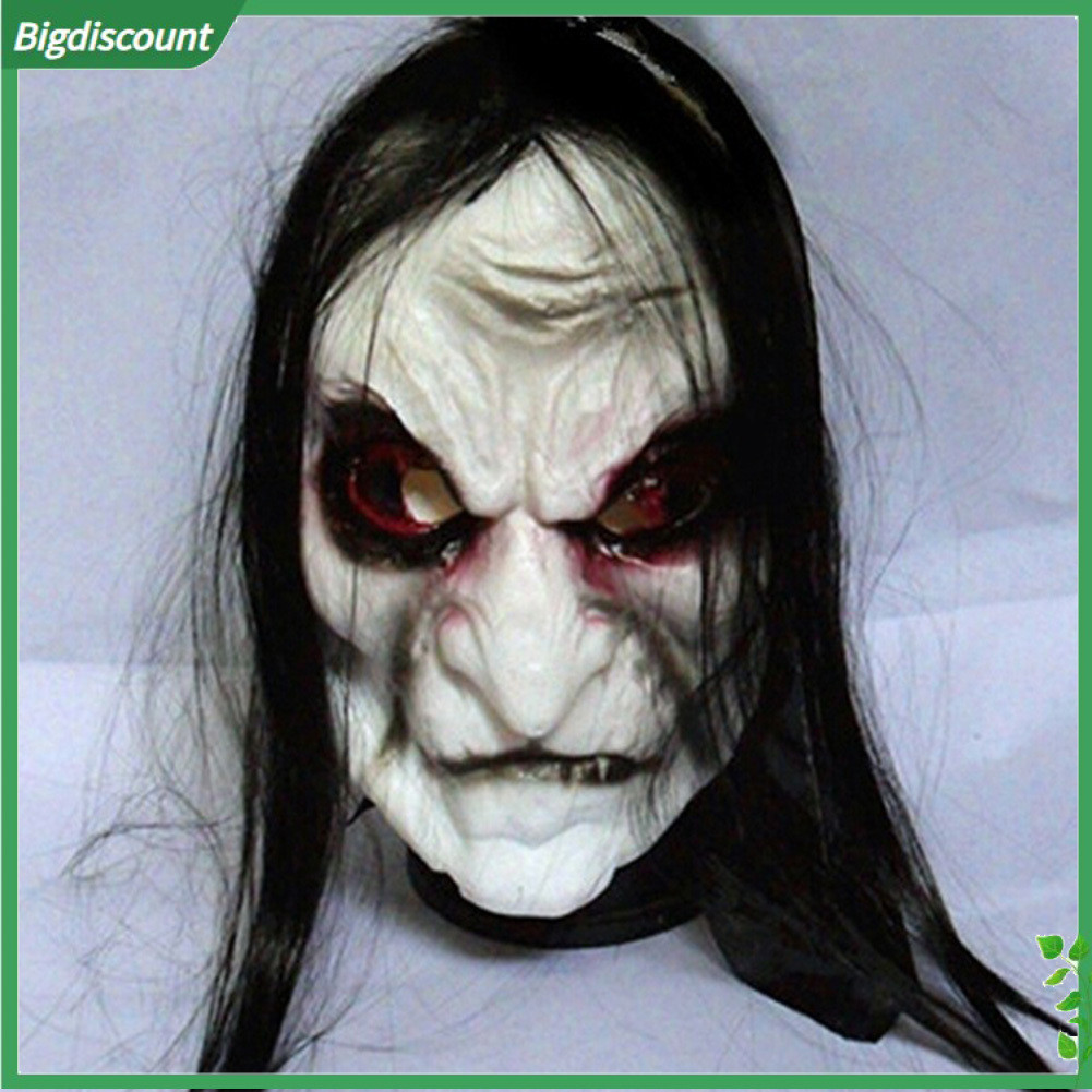 Halloween Scary Zombie with Black Hair Ghost Mask Breathable Haunted ...