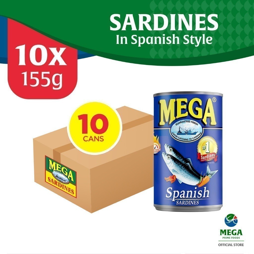Mega Sardines In Spanish Style Easy Open Can 155G By 10'S | Shopee ...