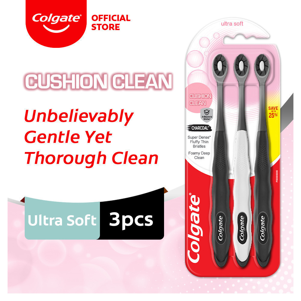 Colgate Cushion Clean Toothbrush Charcoal Super Dense Fluffy Clean ...