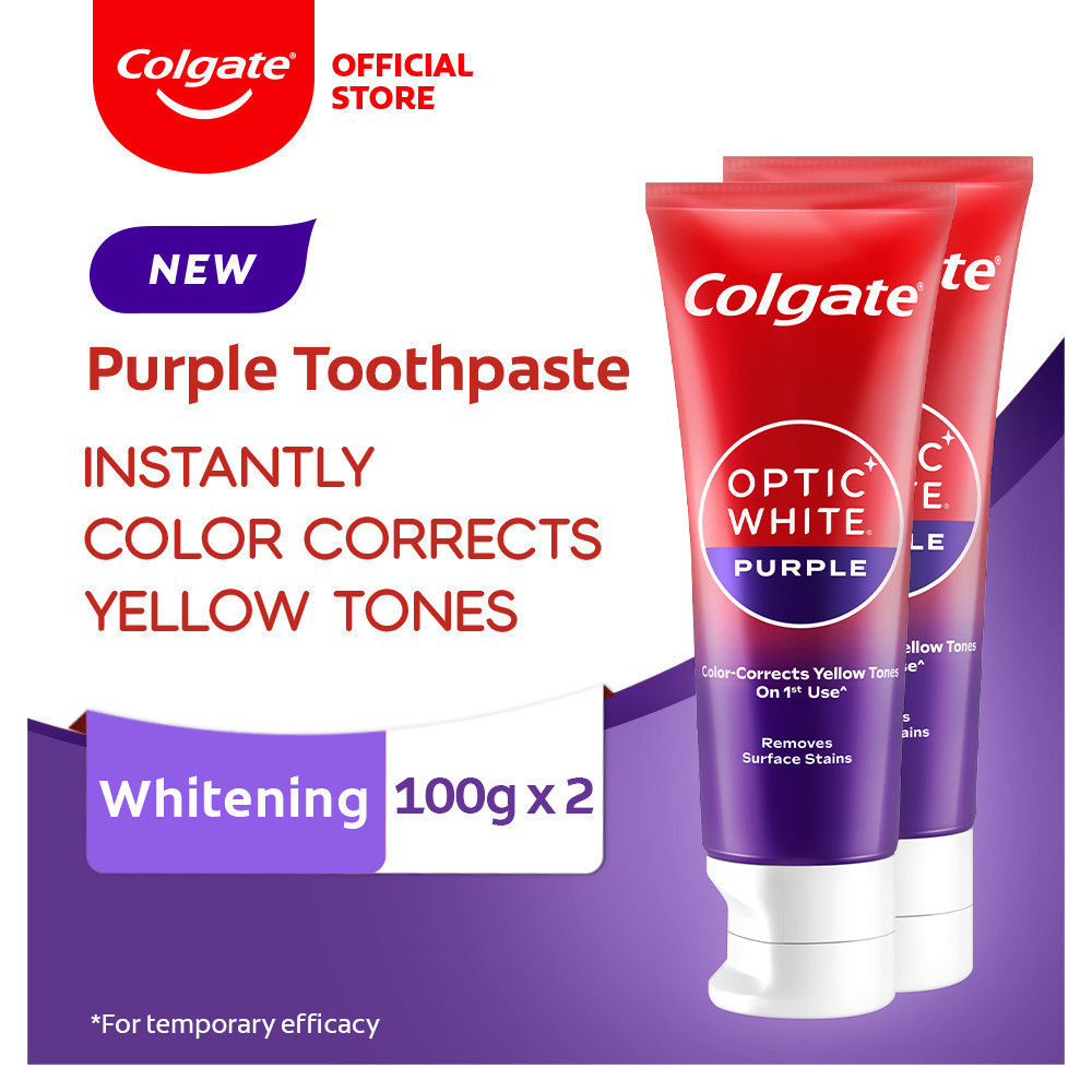 Colgate Optic White Whitening Toothpaste Purple, Color-Corrects Yellow ...