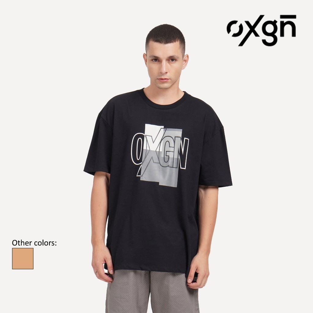 OXGN Logo Graphic Print Oversized T-Shirt For Men (Black/Tan) | Shopee ...