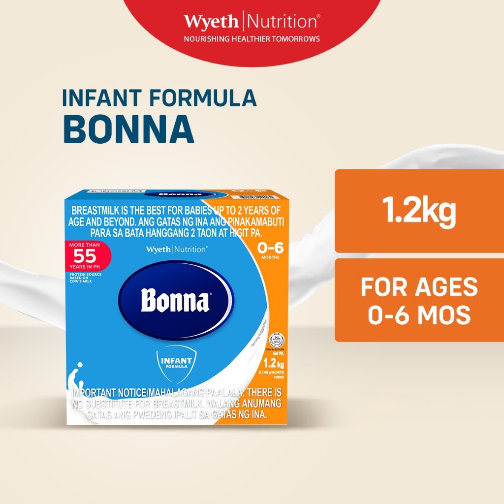 BONNA Stage 1 Infant Formula for 0 to 6 months 1.2kg (400g x 3 ...