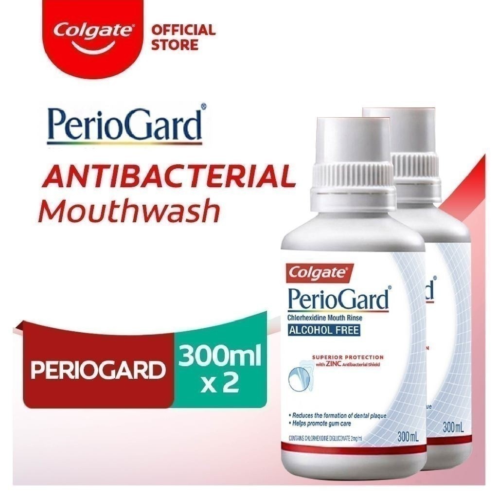 Colgate PerioGard Chlorhexidine Mouthwash, No-Alcohol, 300ml Value Twin ...