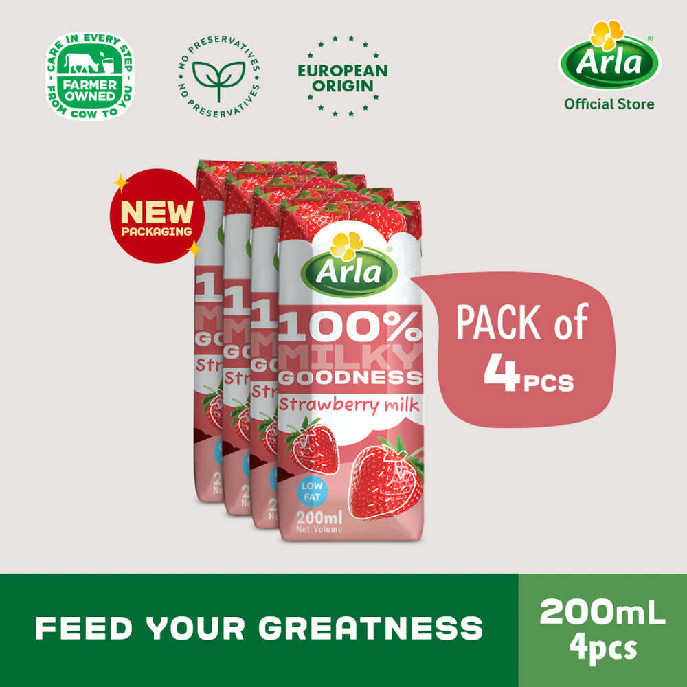 Arla Strawberry Milk 200ml 4-Pack | Shopee Philippines