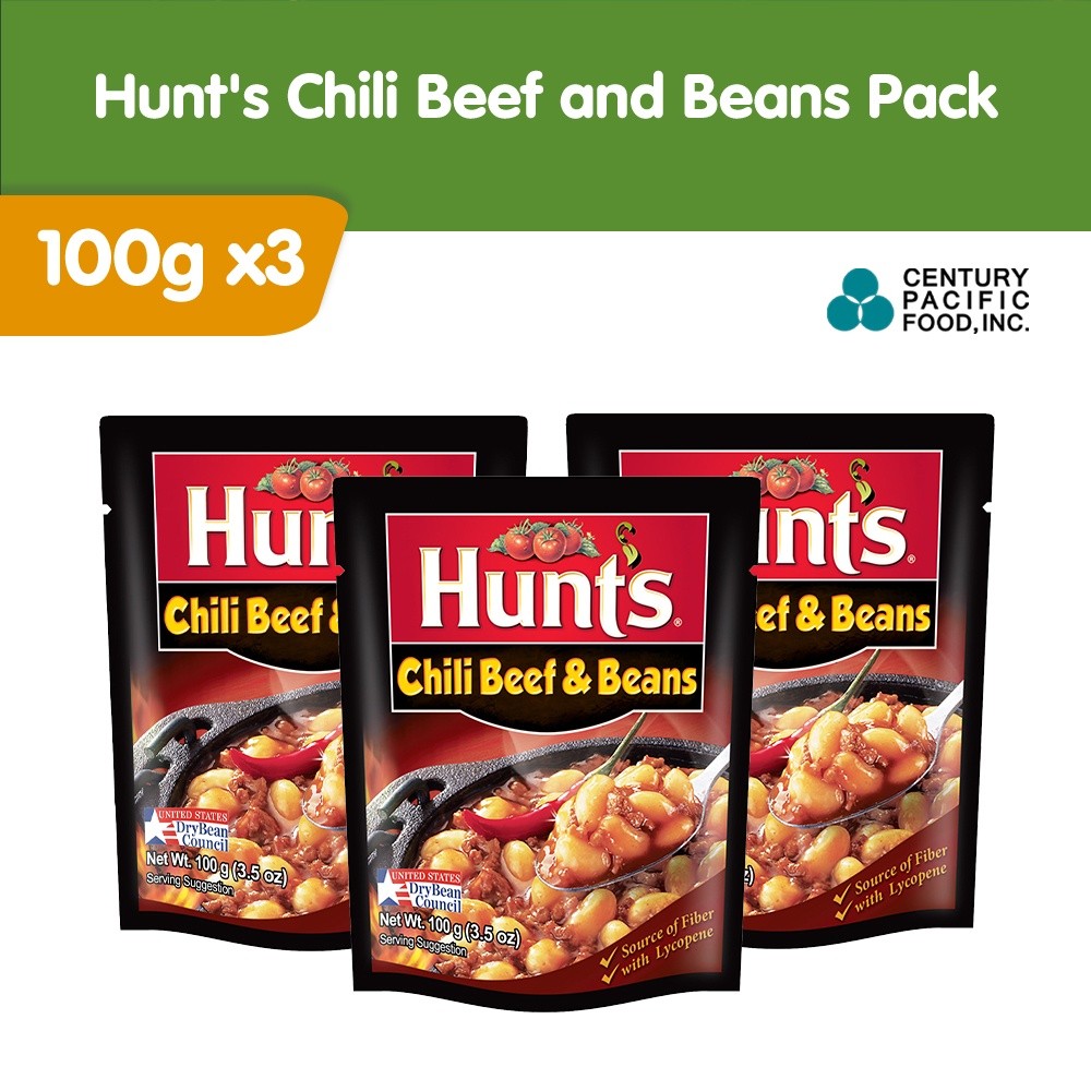 Hunt's Chili Beef & Beans 100g (Pack of 3) - Good Source of Fiber and ...