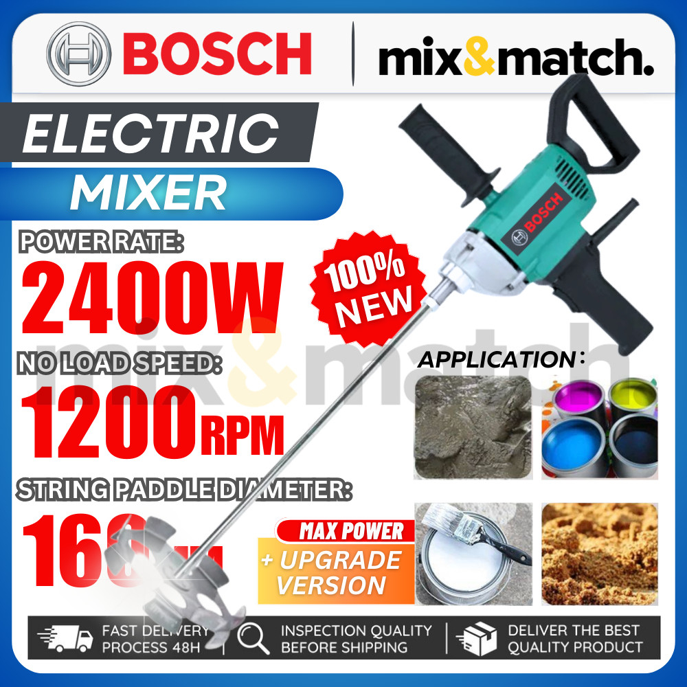 Electric Paint Mixer Blender Heavy Duty Power Tool Cement Mixer 2400W 6 ...