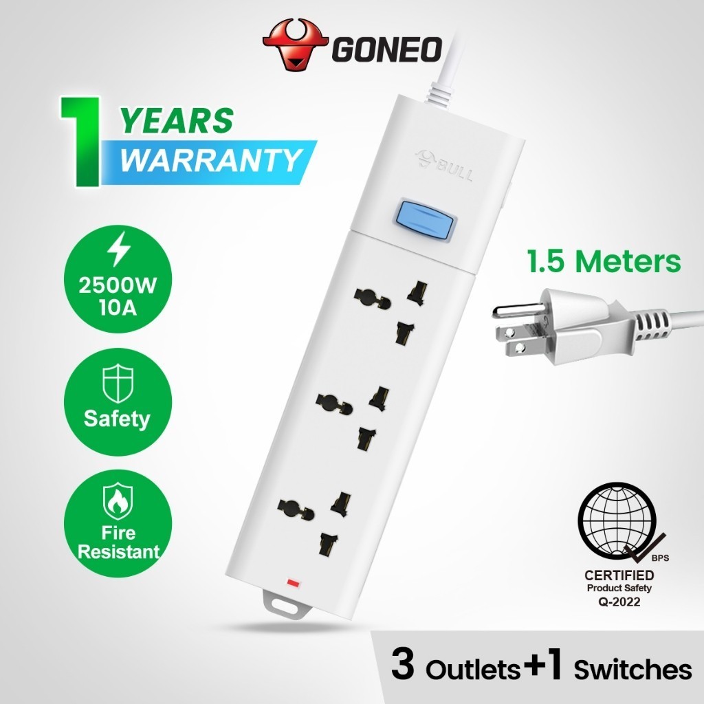 Bull BIG SALE heavy duty 3 Gang Power Socket Extension Cord 1.5 Meters | S1030-15 | Shopee ...