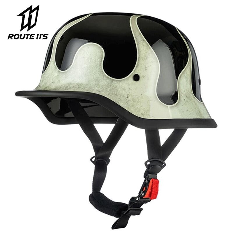 Retro German Motorcycle Helmet DOT Certification Half Helmet Summer ...