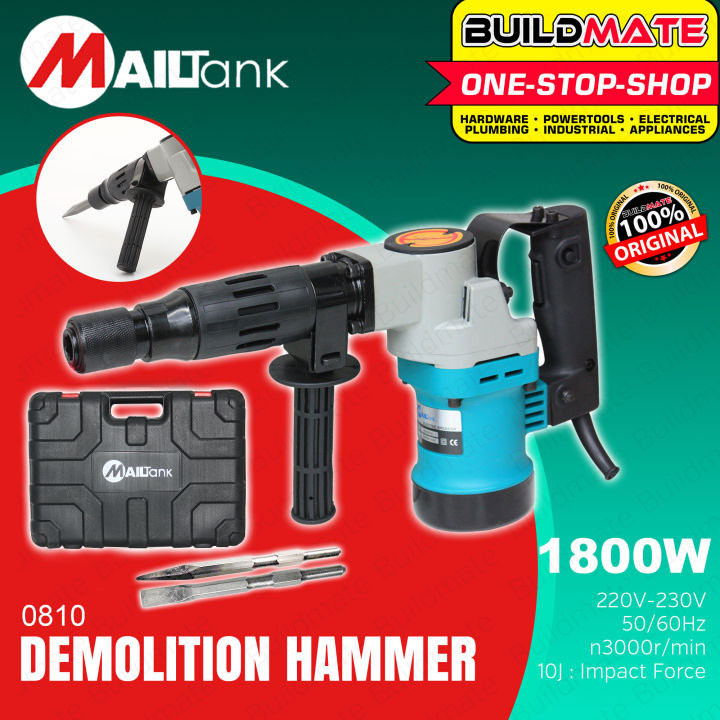 BUILDMATE Mailtank Demolition Breaker Hammer 1800W Concrete Breaker Demolition Drill Electric ...