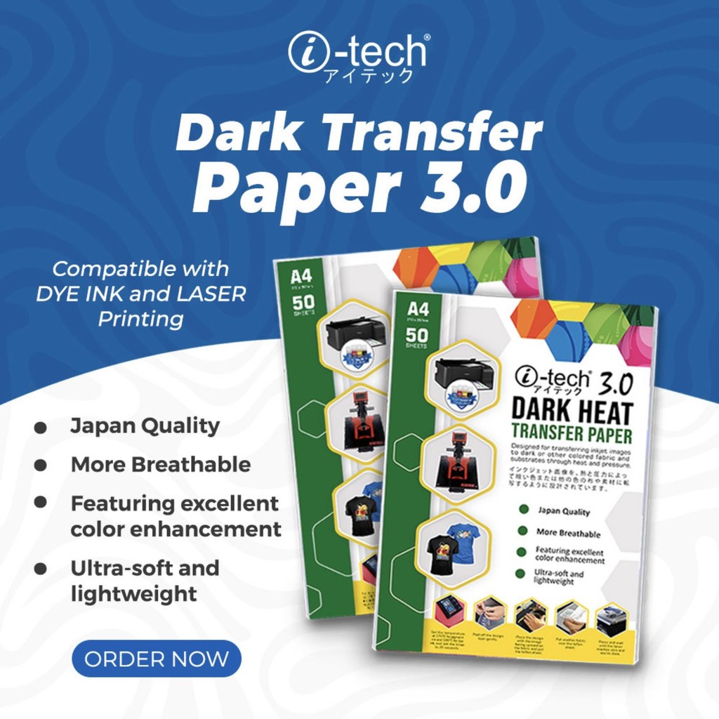 i-tech 3.0 Japan Dark Transfer Paper A4 size Dark Heat transfer Paper ...