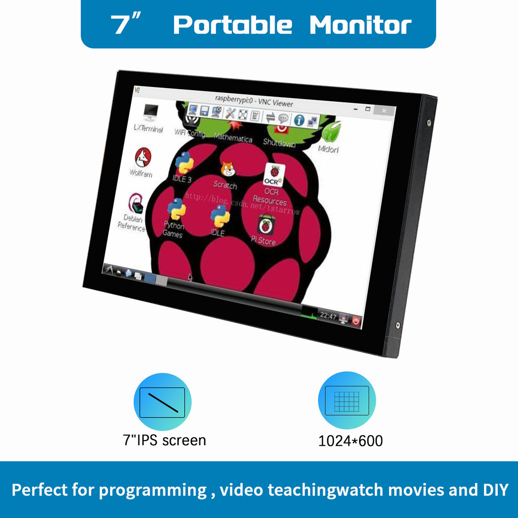 Raspberry Pi 7 Inch NONTouch Screen IPS 1024x600 HD LCD HDMI- Display ...