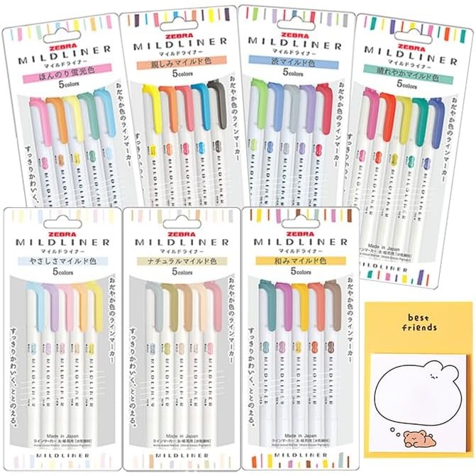 Zebra Mildliner, All Colors, 35 Colors, Includes 1 Trial Notepad ...