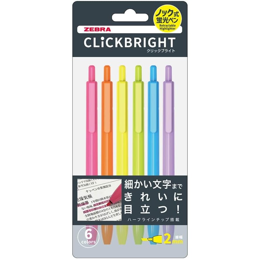 Zebra Highlighter Click Bright 6 Colors WKS30-6C #2 | Shopee Philippines