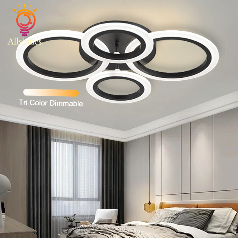 LED Ceiling Light Modern Design 4 Rings Chandelier Northern Europe Tri ...