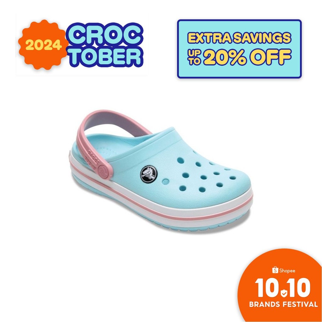 Crocs Kids Crocband Clog in Ice Blue White | Shopee Philippines