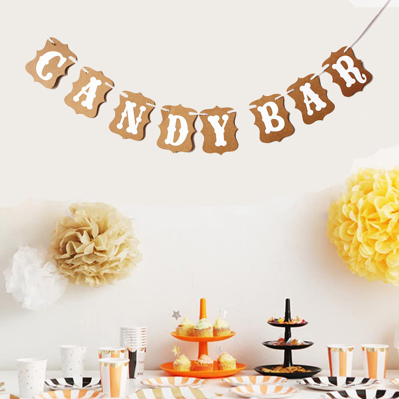 Candy Bar Party Banner Wedding Party Reception Buffet Decoration ...