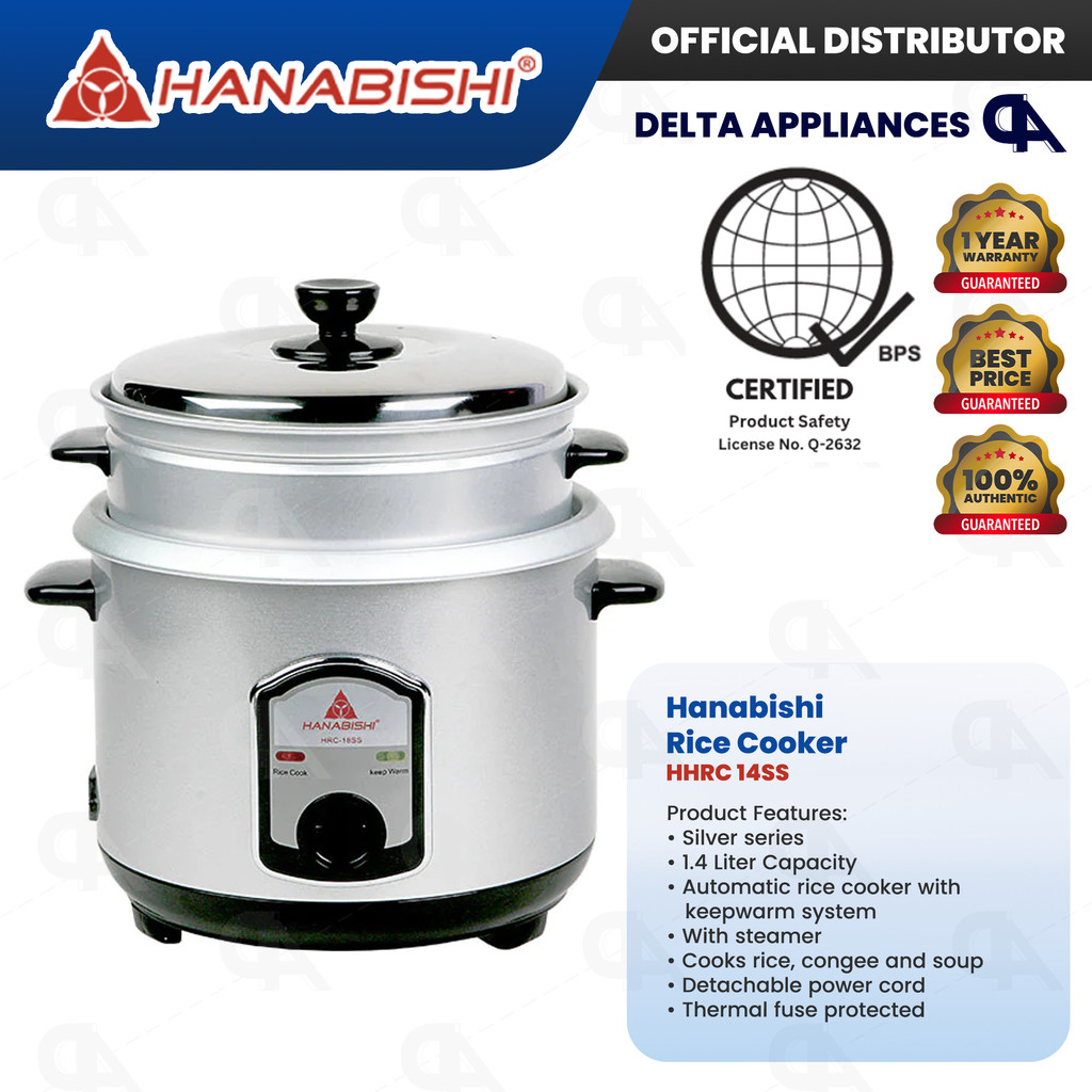 Hanabishi Rice Cooker 1.4L W/ Steamer 7 Cups Original w/ 1 Year ...