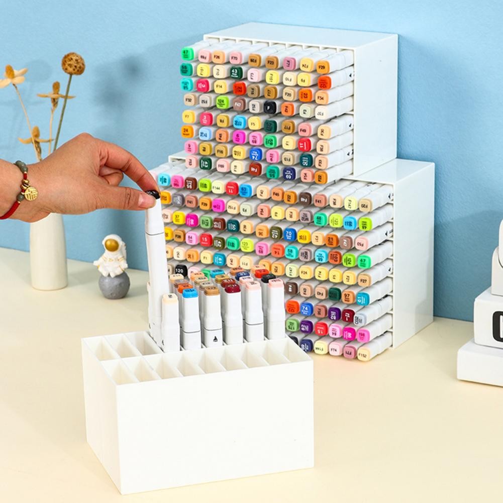 Acrylic Marker Holder Acrylic Double Layer Mark Pen Storage Box with 18 ...