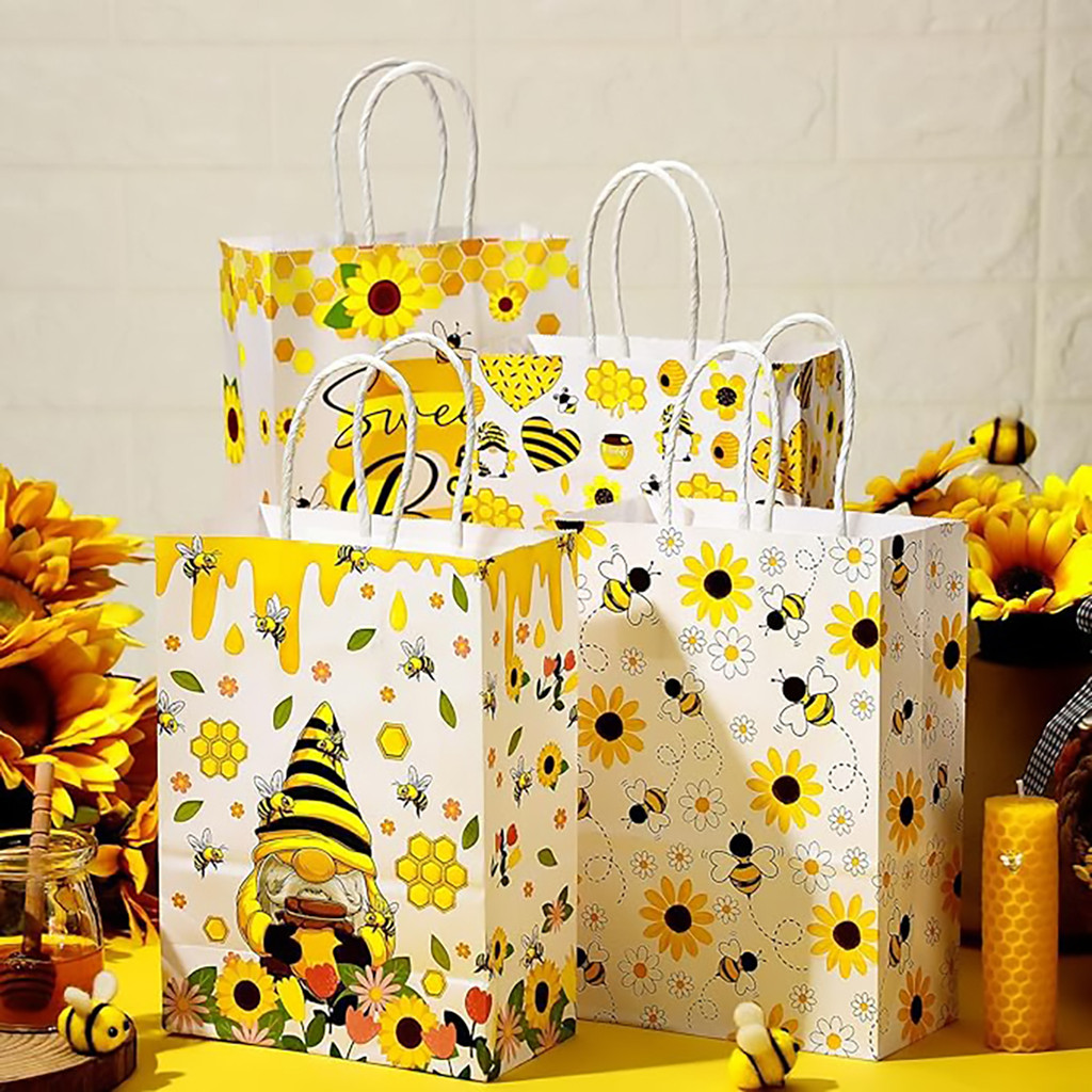 Sweet Sunflower Honey Bees Theme Gift Packing Bag Paper Baby Shower Bee ...