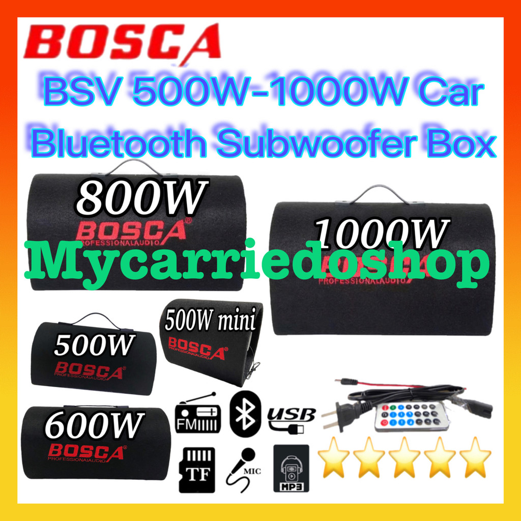 Bosca BSV-500W 600W 800W 1000W Car Subwoofer Box Speaker Portable ...