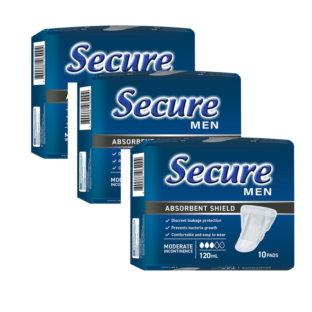 Secure Men Absorbent Shield- Moderate Incontinence 120ml x 3 | Shopee ...