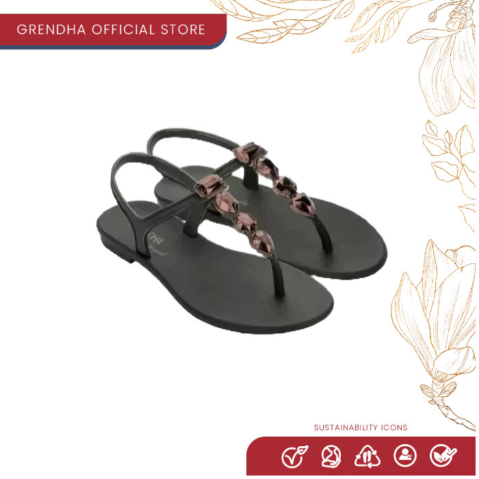 Grendha Is Glamour Sand Ad Dark Military Green Women's Sandals | Shopee ...
