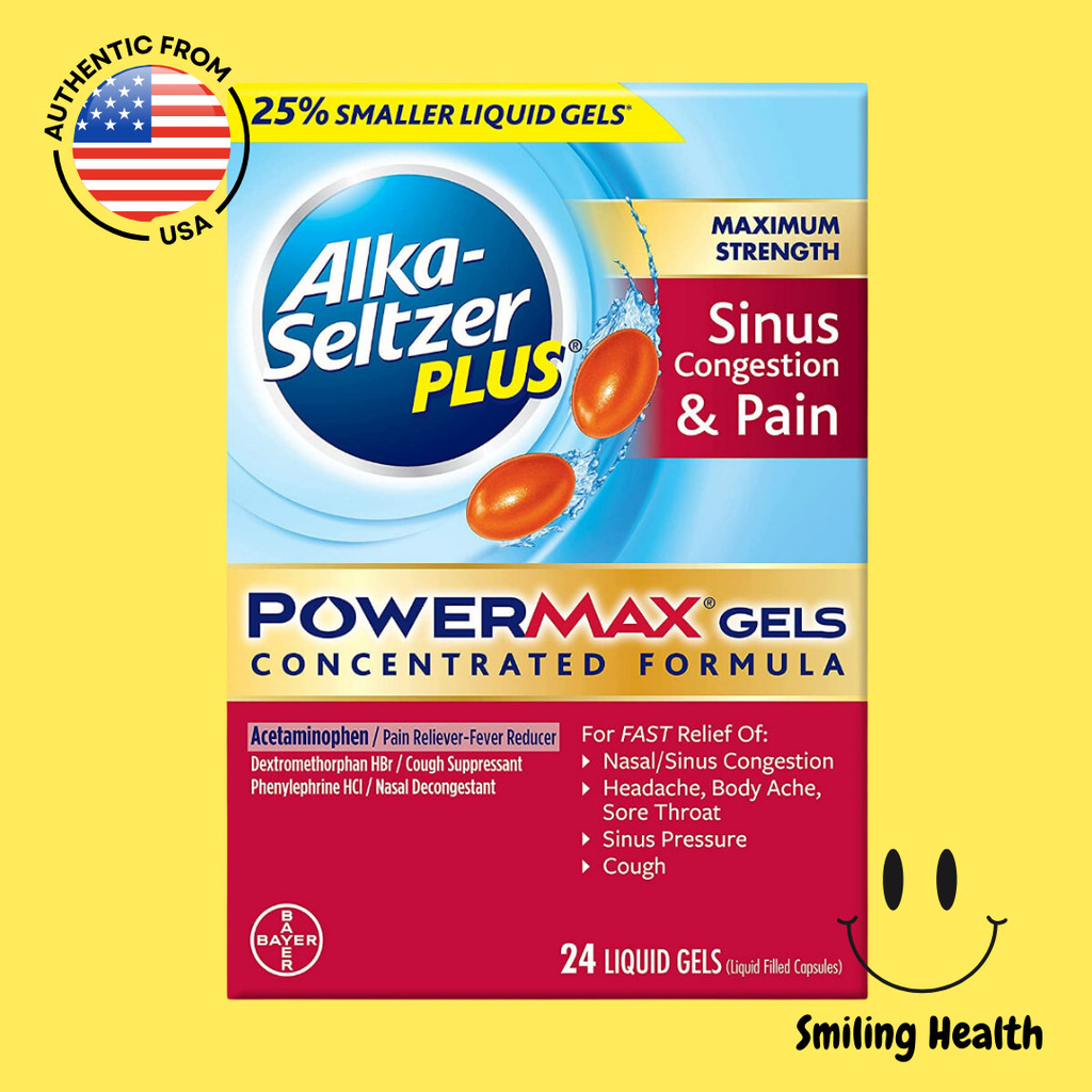 Alka-Seltzer Plus Maximum Strength Sinus Congestion Powermax Gels 24 ...