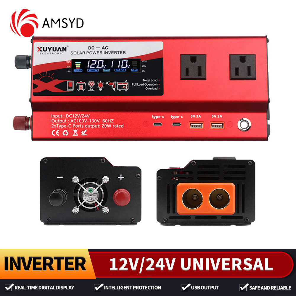 ⊹Inverter 12V/24V 110V 900W 1400W 2000W DC-AC Power Supply Voltage ...