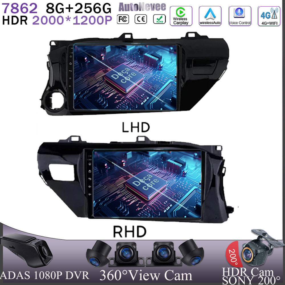 ♚Car Android For Toyota Hilux Revo RHD LHD 2016 - 2019 Head Unit Auto ...