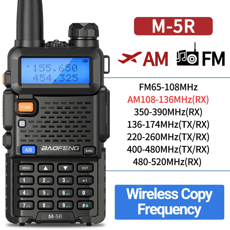 Baofeng M-5R Walkie Talkie Air Band Wireless Copy Frequency Two Way ...