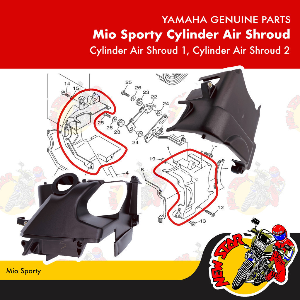 Mio Sporty Cylinder Air Shroud Set | Genuine Yamaha parts | Shopee ...