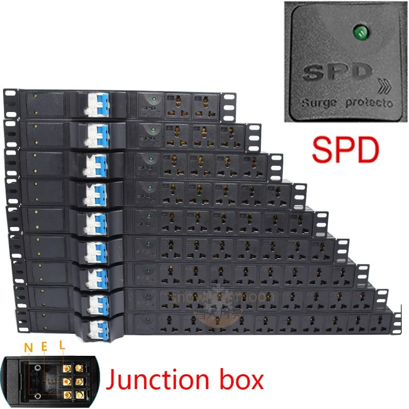 Metal Rack PDU Power Strip 16A/32A Air Switch 2-10 Ways Multiple Power ...