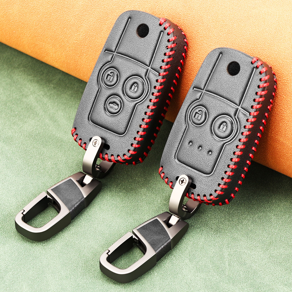 Leather Car Flip Key Case Cover Shell For Honda Civic Fit Accord CRV ...