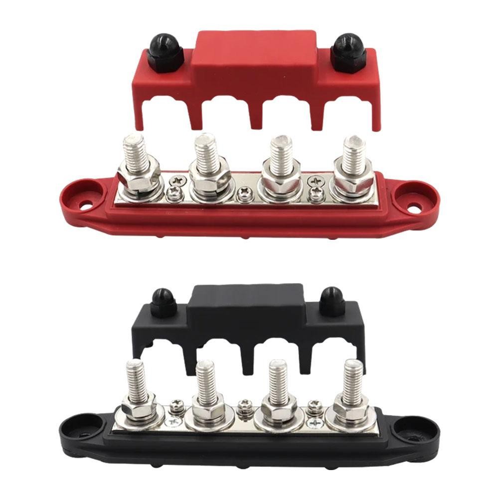 ۩12V Bus Bar Terminal Positive Negative M8 M10 Battery Power 250A Distribution Block With Cover ...