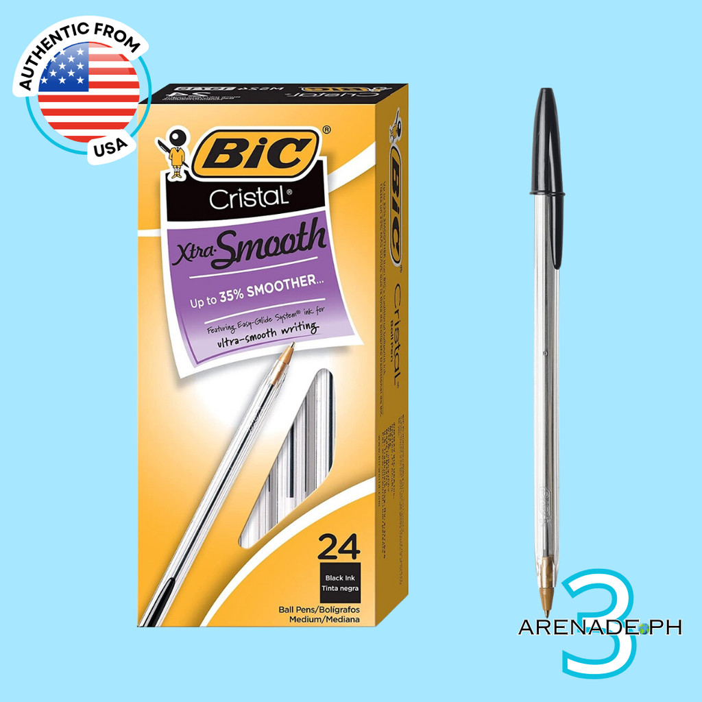BIC Cristal Xtra Smooth Ball Pens Medium Point (1.0mm), 24 Black Ink (MS24 19715) | Shopee ...