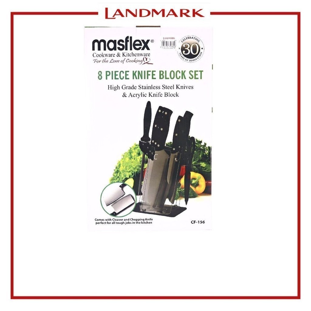 Masflex 8piece Knife Set with Acrylic Block | Shopee Philippines