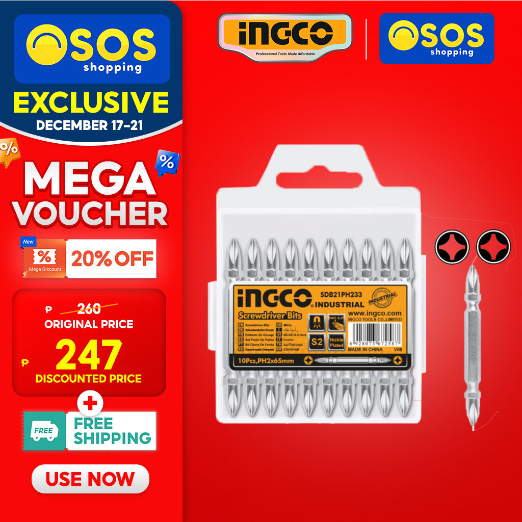 Ingco Magnetic Double Ended Screwdriver Screw Driver Bits SDB21PH233 ...