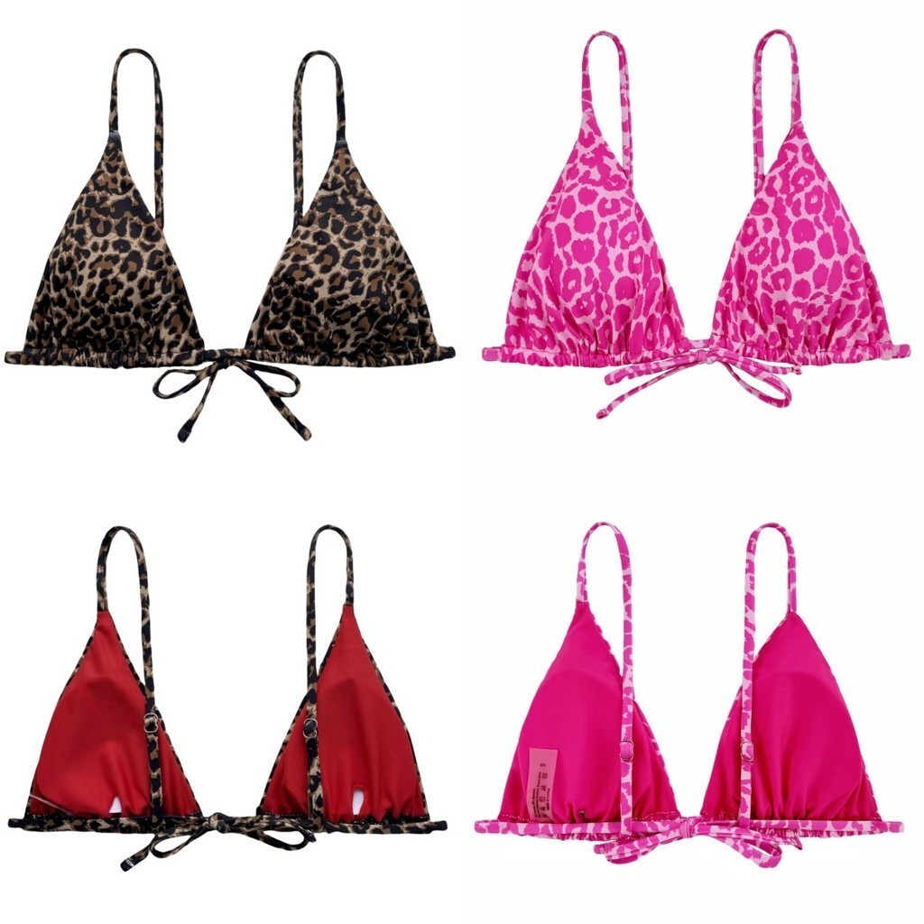 Women Swimsuit Top Rose Pink Leopard Print Bikini Top Shopee Philippines