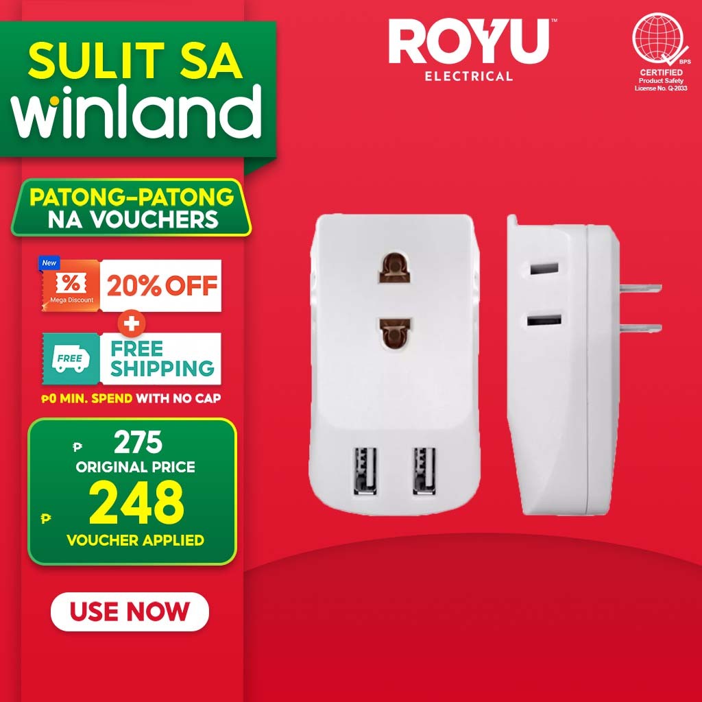 Royu by Winland Octopus Adapter/Adaptor with 2-USB Port-REDPL124 ...