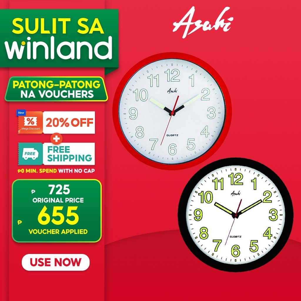 Asahi by Winland 14 Inches Glow in the Dark Round Wall Clock | Shopee ...